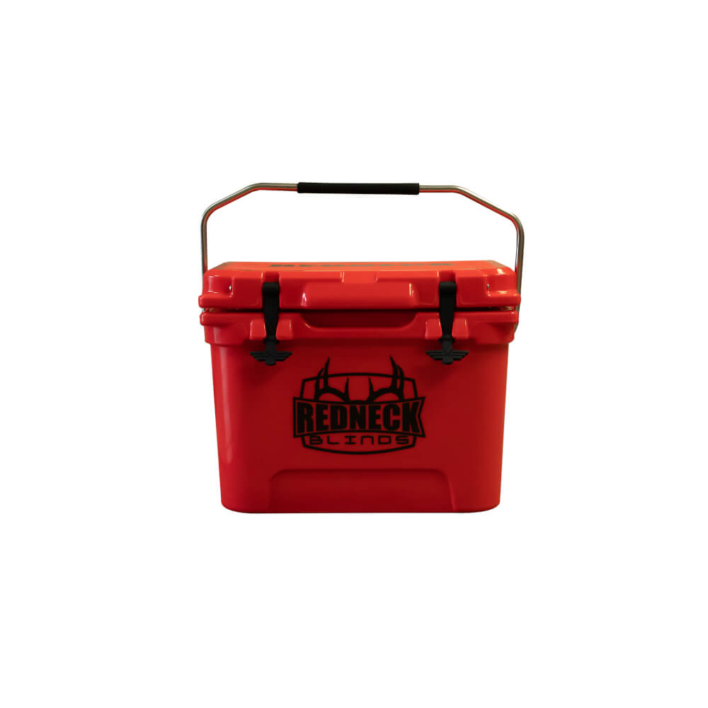 Redneck 20 Qt Cooler - Red w/ Redneck Logo & Handle - Redneck Blinds